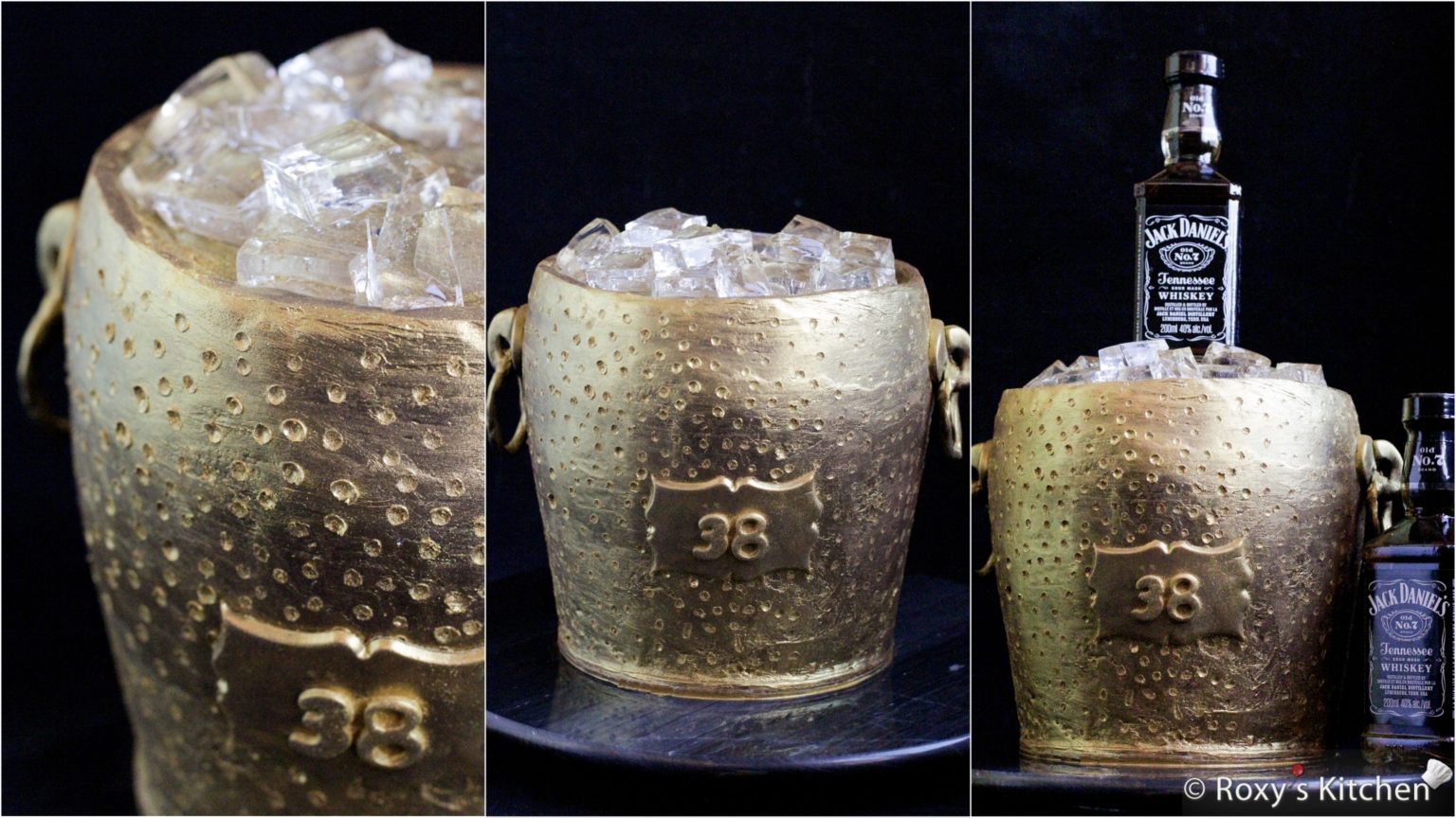 Golden Ice Bucket Cake with Hammered Metal Look - Roxy's Kitchen